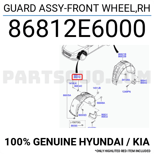 GUARD ASSY-FRONT WHEEL,RH 86812E6000 | Hyundai / KIA Parts | PartSouq