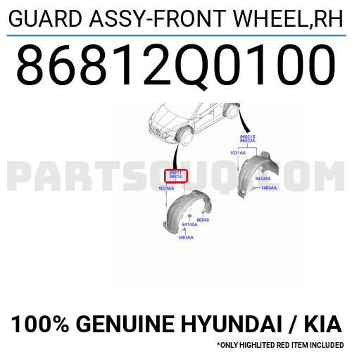 GUARD ASSY-FRONT WHEEL,RH 86812Q0100 | Hyundai / KIA Parts | PartSouq