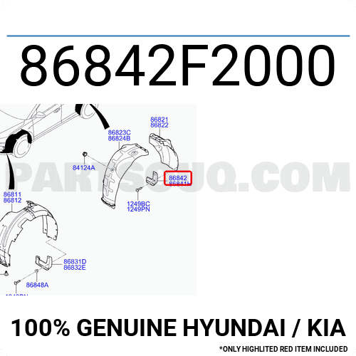 GUARD ASSY - REAR WHEEL MUD, RH 86842F2000 | Hyundai / KIA Parts | PartSouq