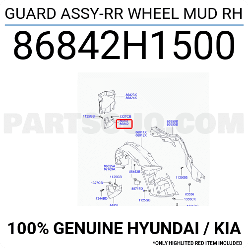 GUARD ASSY-RR WHEEL MUD RH 86842H1500 | Hyundai / KIA Parts | PartSouq
