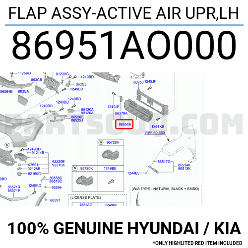 FLAP ASSY-ACTIVE AIR UPR,LH 86951AO000 | Hyundai / KIA Parts | PartSouq