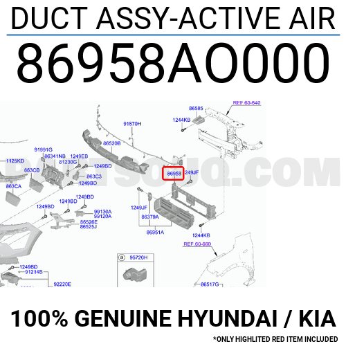 DUCT ASSY-ACTIVE AIR 86958AO000 | Hyundai / KIA Parts | PartSouq