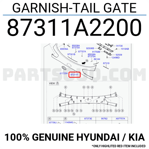 GARNISH-TAIL GATE 87311A2200 | Hyundai / KIA Parts | PartSouq