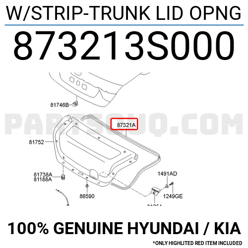 W/STRIP-TRUNK LID OPNG 873213S000 | Hyundai / KIA Parts | PartSouq