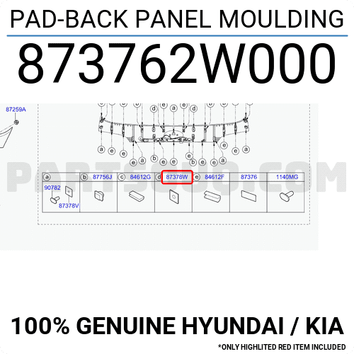 PAD-BACK PANEL MOULDING 873762W000 | Hyundai / KIA Parts | PartSouq