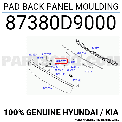 PAD-BACK PANEL MOULDING 87380D9000 | Hyundai / KIA Parts | PartSouq
