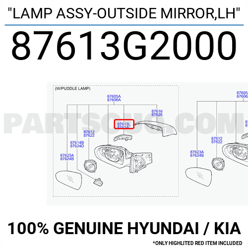 LAMP ASSY-OUTSIDE MIRROR,LH 87613G2000 | Hyundai / KIA Parts | PartSouq