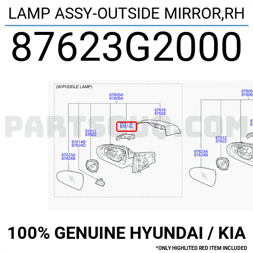 LAMP ASSY-OUTSIDE MIRROR,RH 87623G2000 | Hyundai / KIA Parts | PartSouq