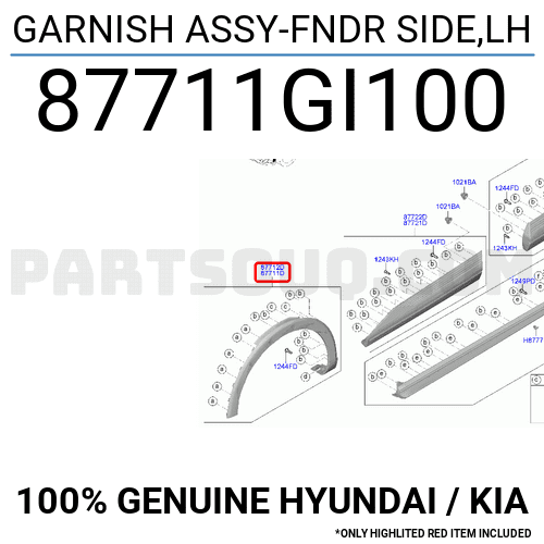GARNISH ASSY-FNDR SIDE,LH 87711GI100 | Hyundai / KIA Parts | PartSouq