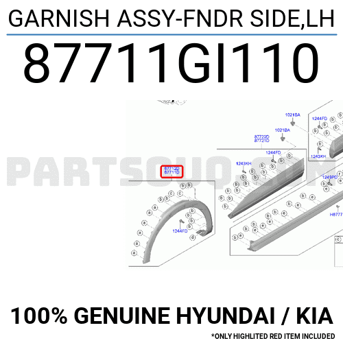 GARNISH ASSY-FNDR SIDE,LH 87711GI110 | Hyundai / KIA Parts | PartSouq