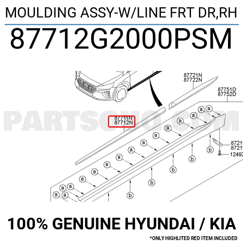 MOULDING ASSY-W/LINE FRT DR,RH 87712G2000PSM | Hyundai / KIA Parts ...