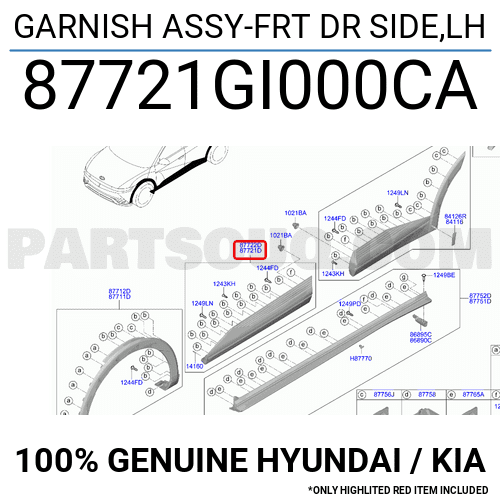 GARNISH ASSY-FRT DR SIDE,LH 87721GI000CA | Hyundai / KIA Parts | PartSouq