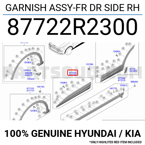 GARNISH ASSY-FR DR SIDE RH 87722R2300 | Hyundai / KIA Parts | PartSouq