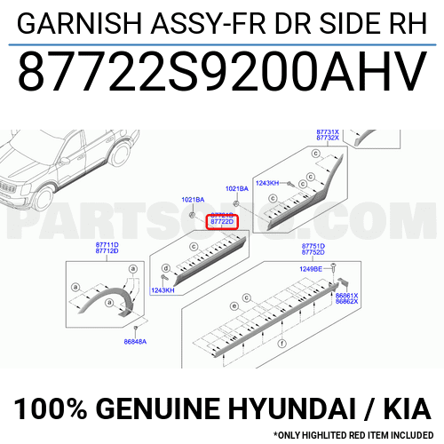 GARNISH ASSY-FR DR SIDE RH 87722S9200AHV | Hyundai / KIA Parts | PartSouq