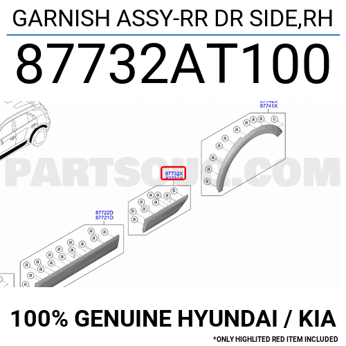 GARNISH ASSY-RR DR SIDE,RH 87732AT100 | Hyundai / KIA Parts | PartSouq