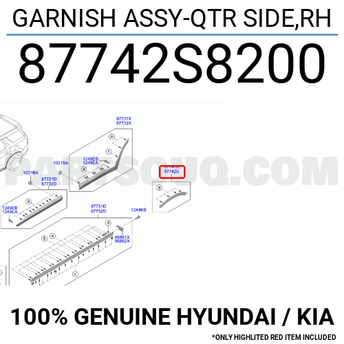 GARNISH ASSY-QTR SIDE,RH 87742S8200 | Hyundai / KIA Parts | PartSouq