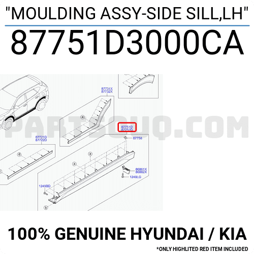 MOULDING ASSY-SIDE SILL,LH 87751D3000CA | Hyundai / KIA Parts | PartSouq