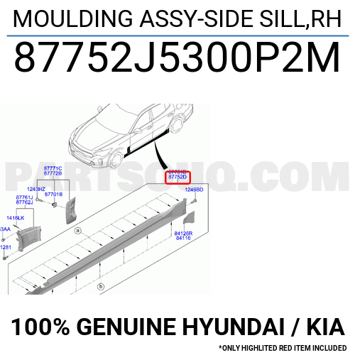 MOULDING ASSY-SIDE SILL,RH 87752J5300P2M | Hyundai / KIA Parts | PartSouq