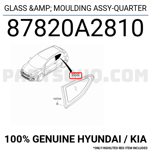 GLASS & MOULDING ASSY-QUARTER 87820A2810 | Hyundai / KIA Parts | PartSouq