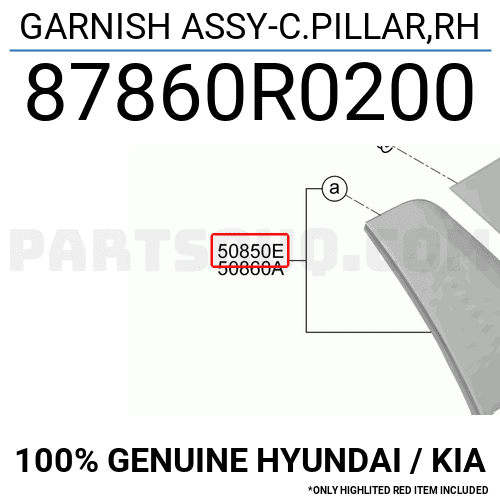 GARNISH ASSY-C.PILLAR,RH 87860R0200 | Hyundai / KIA Parts | PartSouq