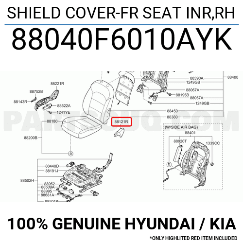 SHIELD COVER-FR SEAT INR,RH 88040F6010AYK | Hyundai / KIA Parts | PartSouq
