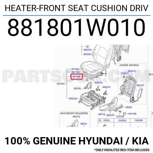 HEATER-FRONT SEAT CUSHION DRIV 881801W010 | Hyundai / KIA Parts | PartSouq