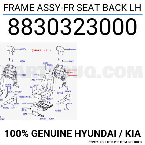 FRAME ASSY-FR SEAT BACK LH 8830323000 | Hyundai / KIA Parts | PartSouq