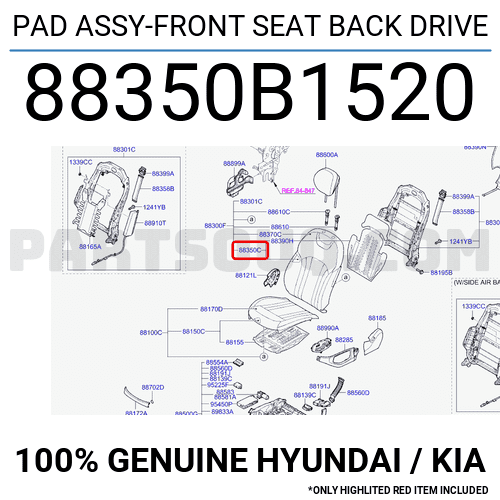 PAD ASSY-FRONT SEAT BACK DRIVE 88350B1520 | Hyundai / KIA Parts | PartSouq