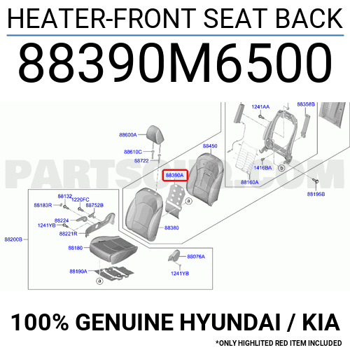 HEATER-FRONT SEAT BACK 88390M6500 | Hyundai / KIA Parts | PartSouq