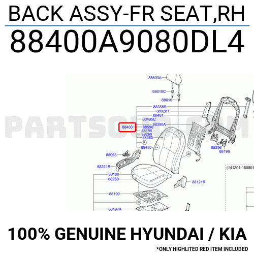 BACK ASSY-FR SEAT,RH 88400A9080DL4 | Hyundai / KIA Parts | PartSouq