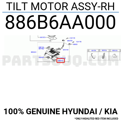 TILT MOTOR ASSY-RH 886B6AA000 | Hyundai / KIA Parts | PartSouq