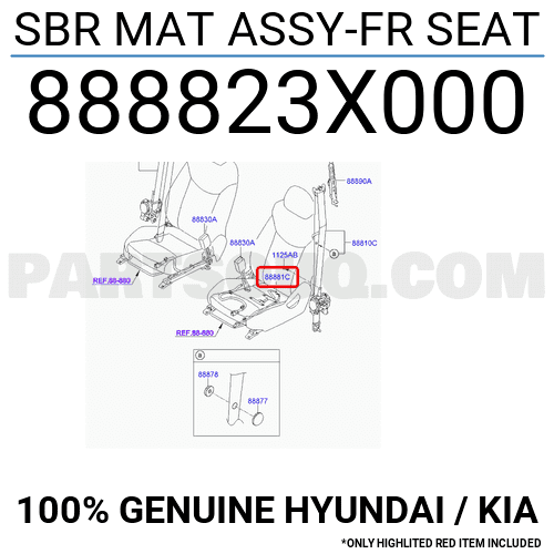 SBR MAT ASSY-FR SEAT 888823X000 | Hyundai / KIA Parts | PartSouq