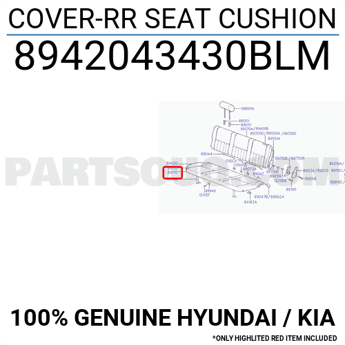 COVER-RR SEAT CUSHION 8942043430BLM | Hyundai / KIA Parts | PartSouq