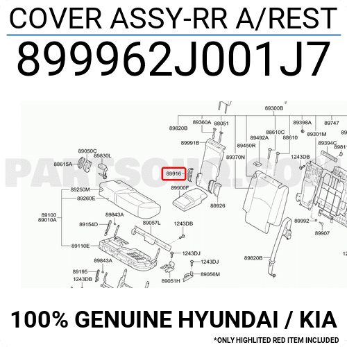 COVER ASSY-RR A/REST 899962J001J7 | Hyundai / KIA Parts | PartSouq
