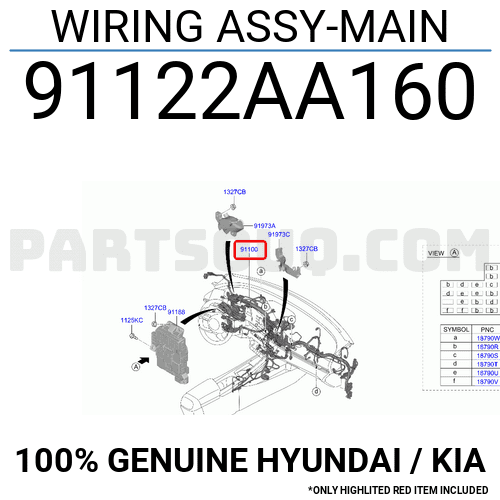 WIRING ASSY-MAIN 91122AA160 | Hyundai / KIA Parts | PartSouq
