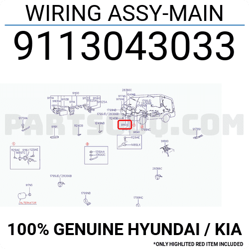 WIRING ASSY-MAIN 9113043033 | Hyundai / KIA Parts | PartSouq