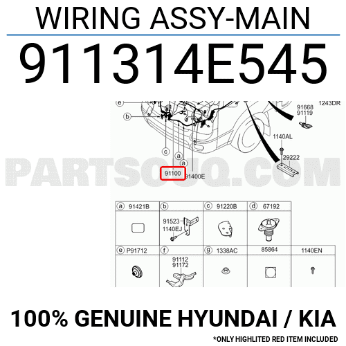 WIRING ASSY-MAIN 911314E545 | Hyundai / KIA Parts | PartSouq