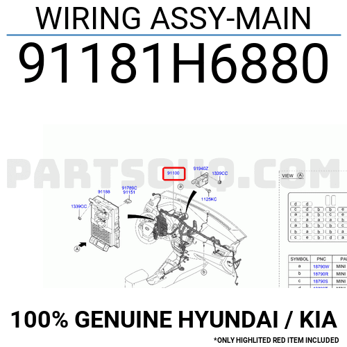 WIRING ASSY-MAIN 91181H6880 | Hyundai / KIA Parts | PartSouq