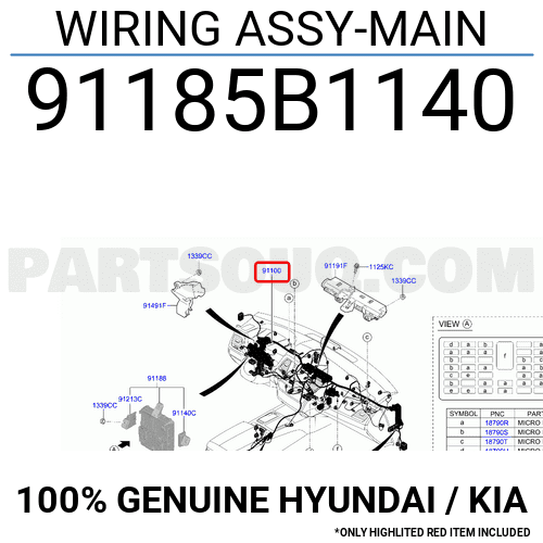 WIRING ASSY-MAIN 91185B1140 | Hyundai / KIA Parts | PartSouq