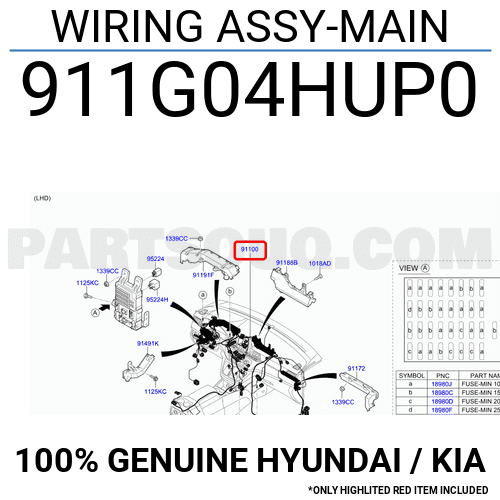 WIRING ASSY-MAIN 911G04HUP0 | Hyundai / KIA Parts | PartSouq
