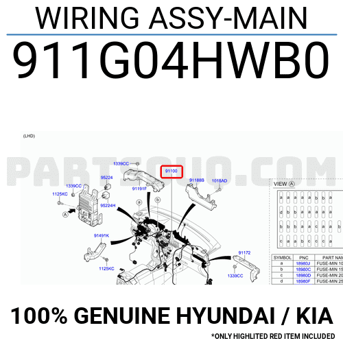 WIRING ASSY-MAIN 911G04HWB0 | Hyundai / KIA Parts | PartSouq