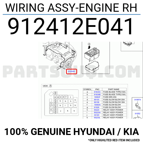 WIRING ASSY-ENGINE RH 912412E041 | Hyundai / KIA Parts | PartSouq