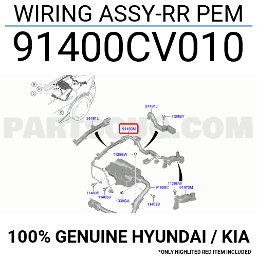 WIRING ASSY-RR PEM 91400CV010 | Hyundai / KIA Parts | PartSouq