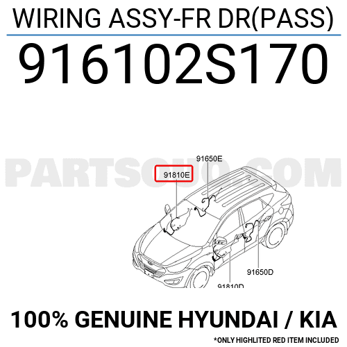 WIRING ASSY-FR DR(PASS) 916102S170 | Hyundai / KIA Parts | PartSouq