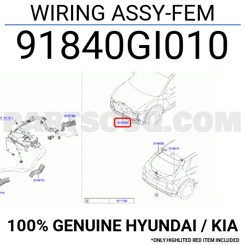 WIRING ASSY-FEM 91840GI010 | Hyundai / KIA Parts | PartSouq