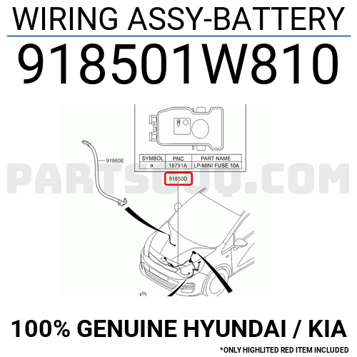 WIRING ASSY-BATTERY 918501W810 | Hyundai / KIA Parts | PartSouq