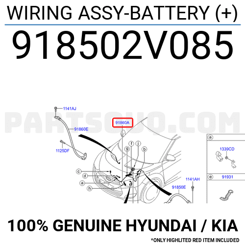WIRING ASSY-BATTERY (+) 918502V085 | Hyundai / KIA Parts | PartSouq