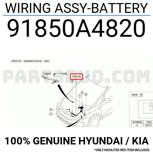 WIRING ASSY-BATTERY 91850A4820 | Hyundai / KIA Parts | PartSouq