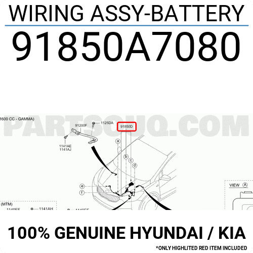 WIRING ASSY-BATTERY 91850A7080 | Hyundai / KIA Parts | PartSouq