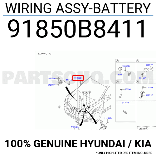 WIRING ASSY-BATTERY 91850B8411 | Hyundai / KIA Parts | PartSouq